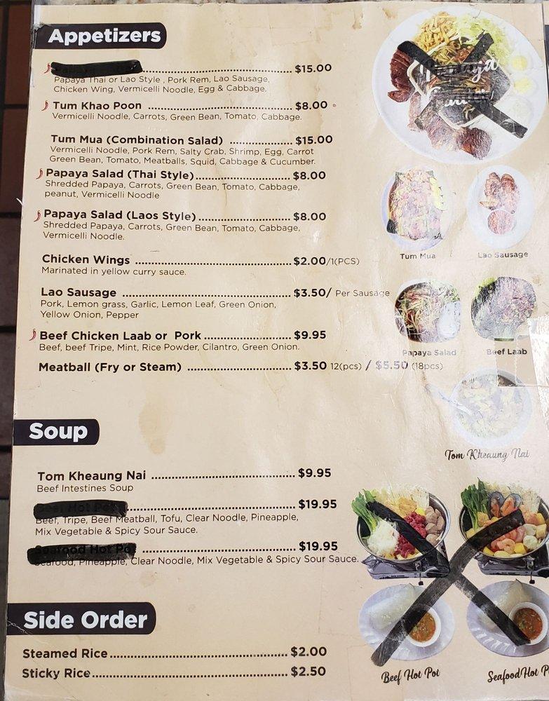 Menu at Khao Soy House Thai Restaurant, Sacramento