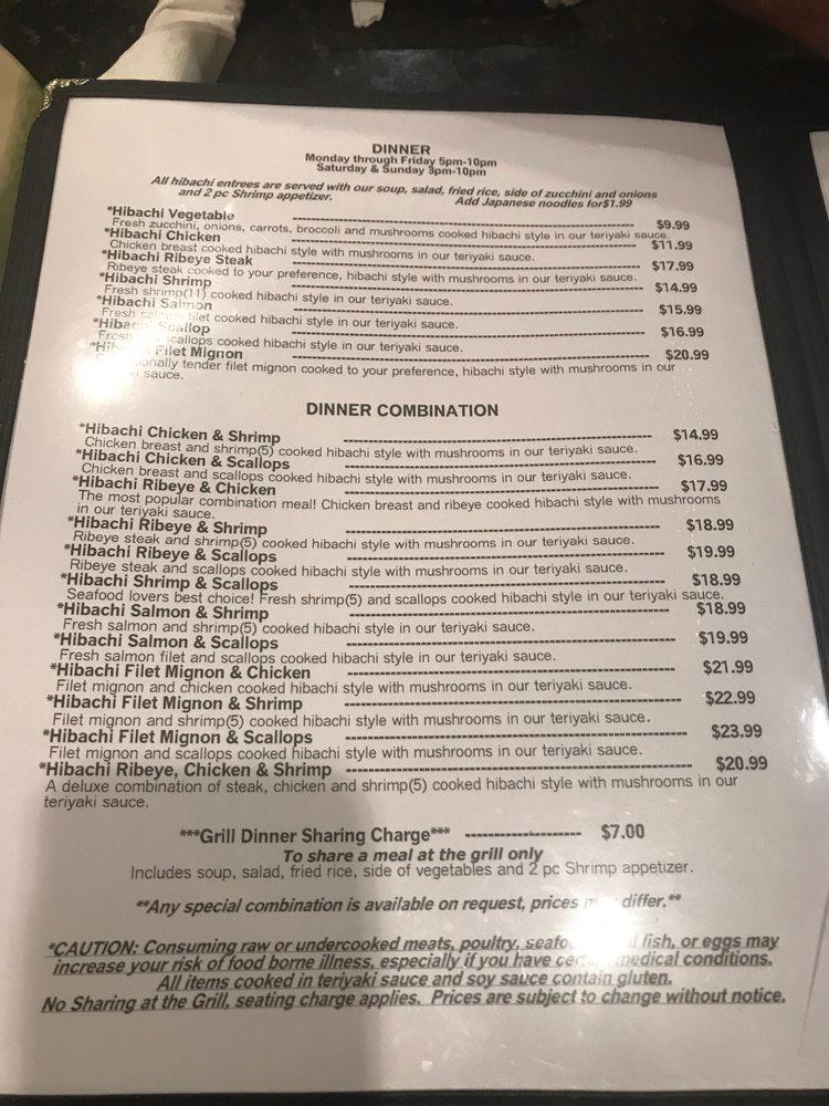 Menu at Little Tokyo Cafe, Knoxville, Mountain Grove Dr