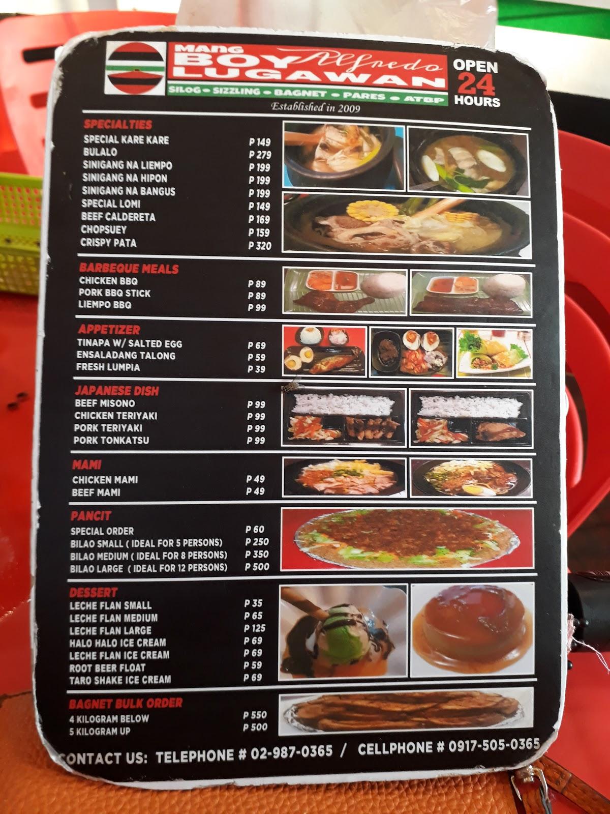 Menu at Mang Boy Alfredo Lugawan - Kingspoint restaurant, Quezon City