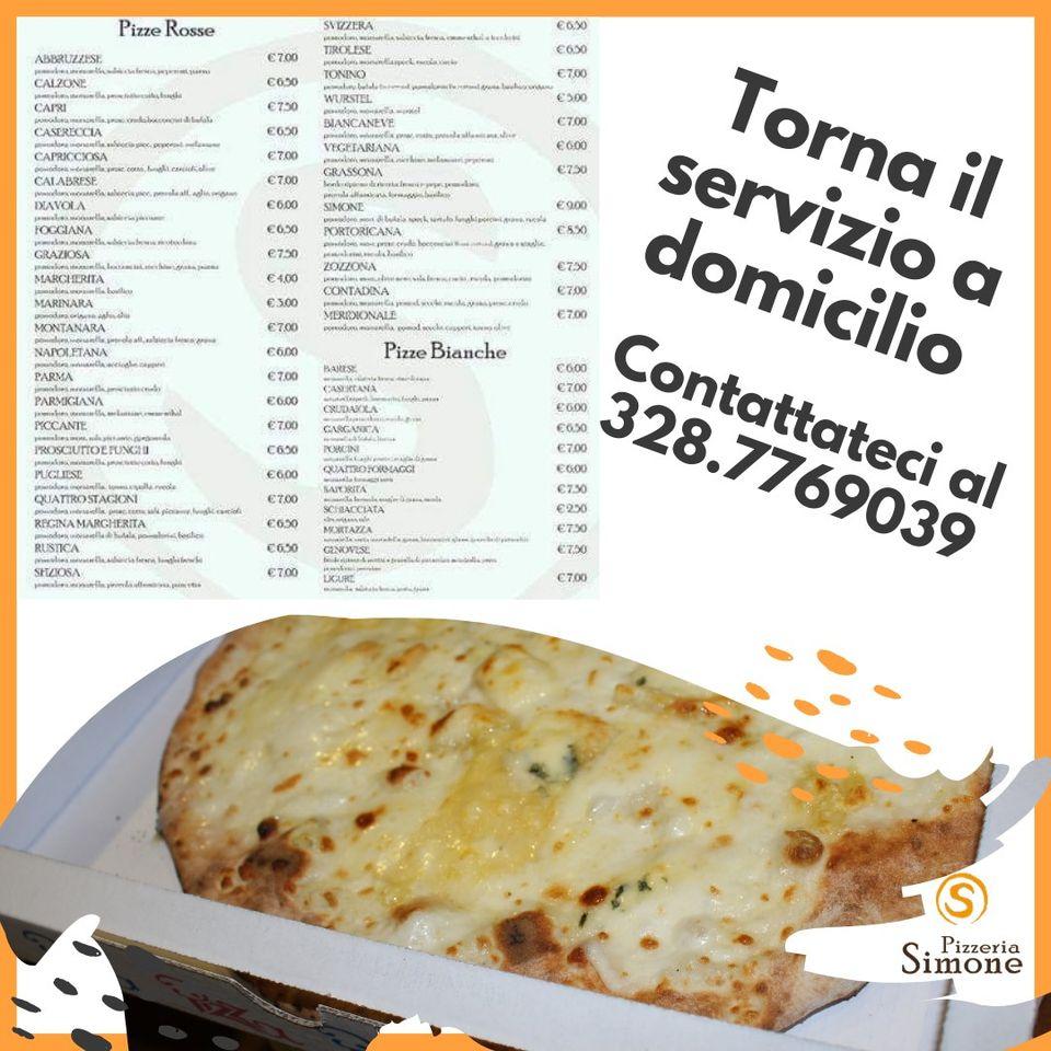 Menu at Pizzeria Simone, Foggia, Viale Europa