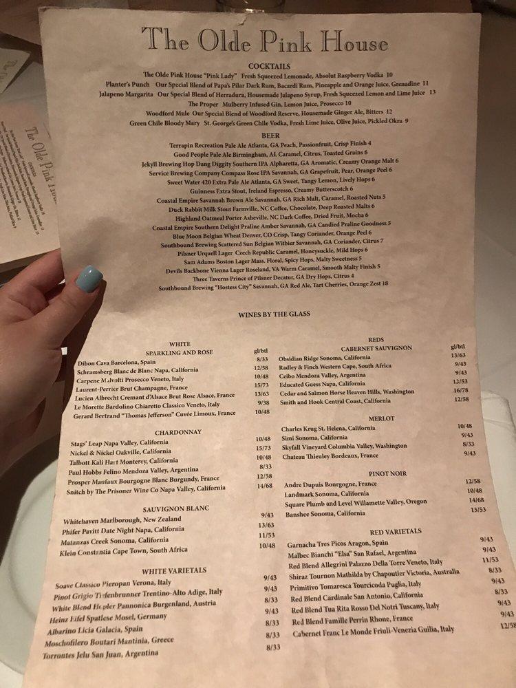 Menu at Planters Tavern pub & bar, Savannah, 23 Abercorn St