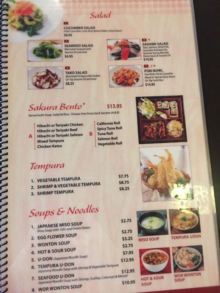 Menu at Sakura's Sushi and Grill restaurant, Kingman