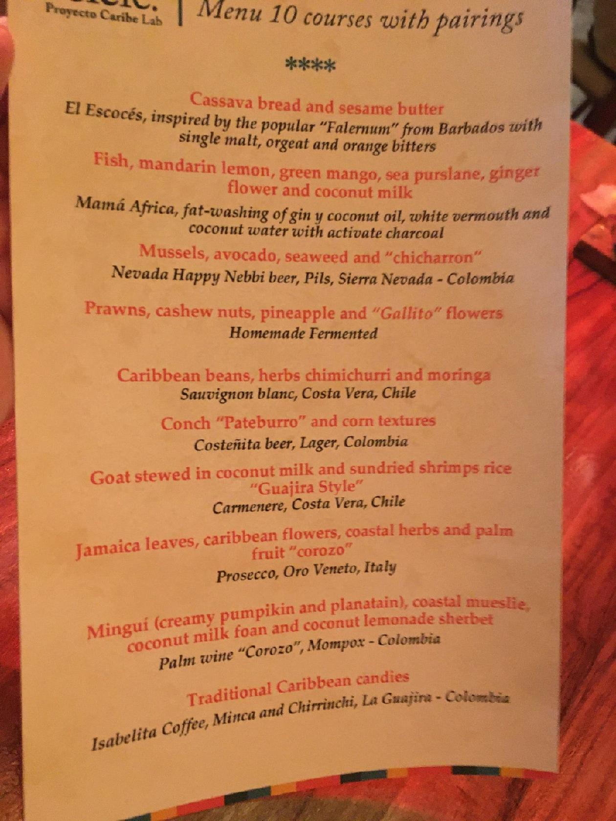 Menu at Celele by Proyecto Caribe Lab restaurant, Cartagena
