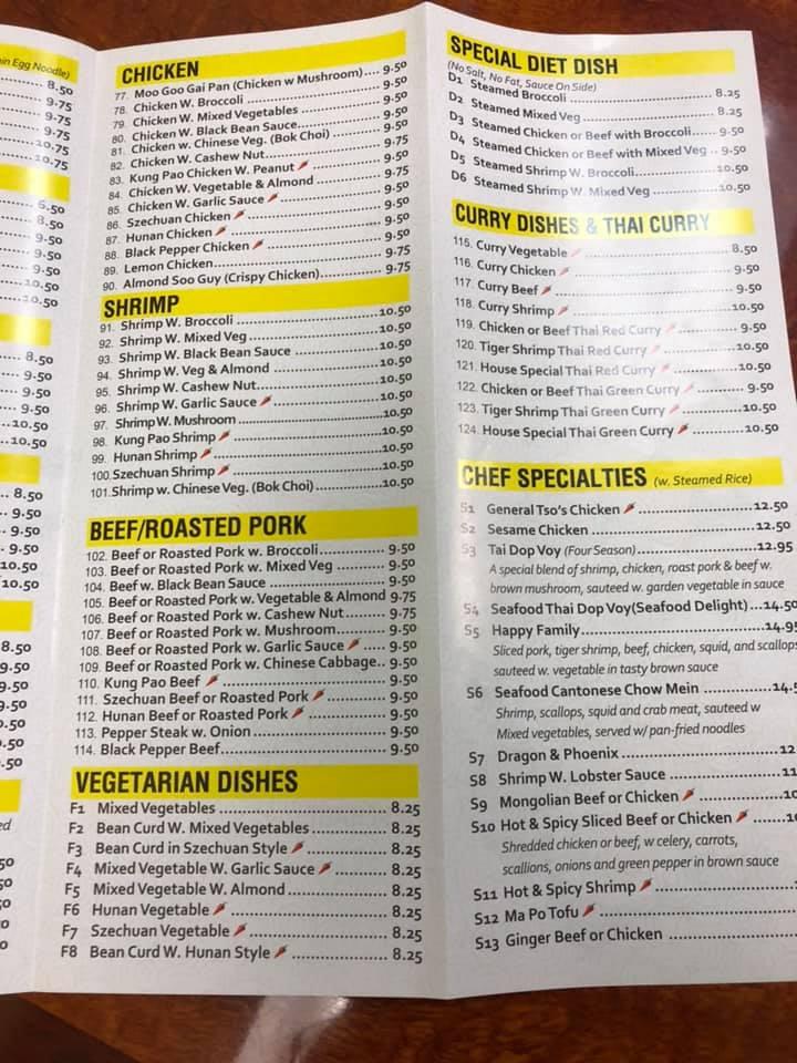 Menu at Five Star Chinese Restaurant, Port Hope