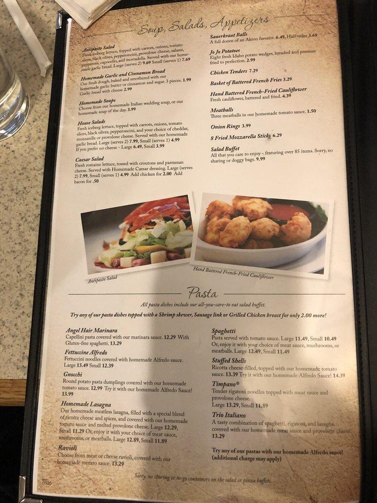 Menu at Gio's Italian Oven pizzeria, Akron
