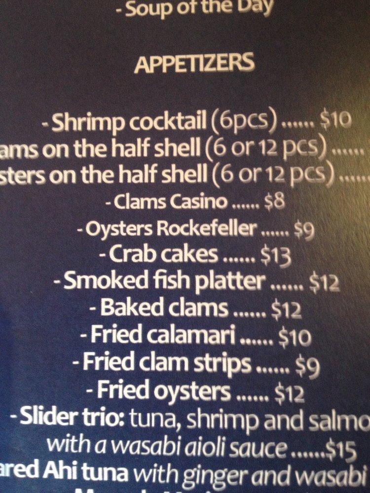 Menu at Out of the Blue Seafood restaurant, Hampton Bays