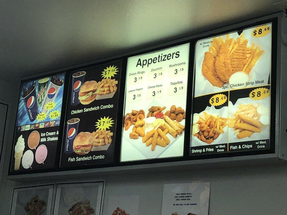 Menu at Super Burger Drive-in restaurant, Porterville, W Olive Ave