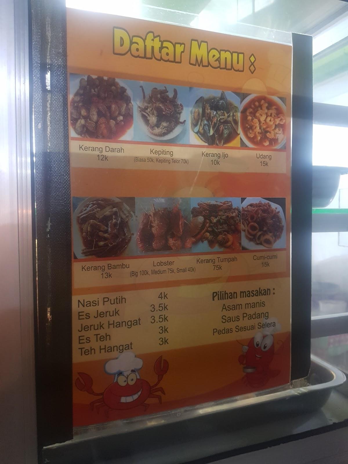 Menu at Aneka seafood restaurant, Blitar