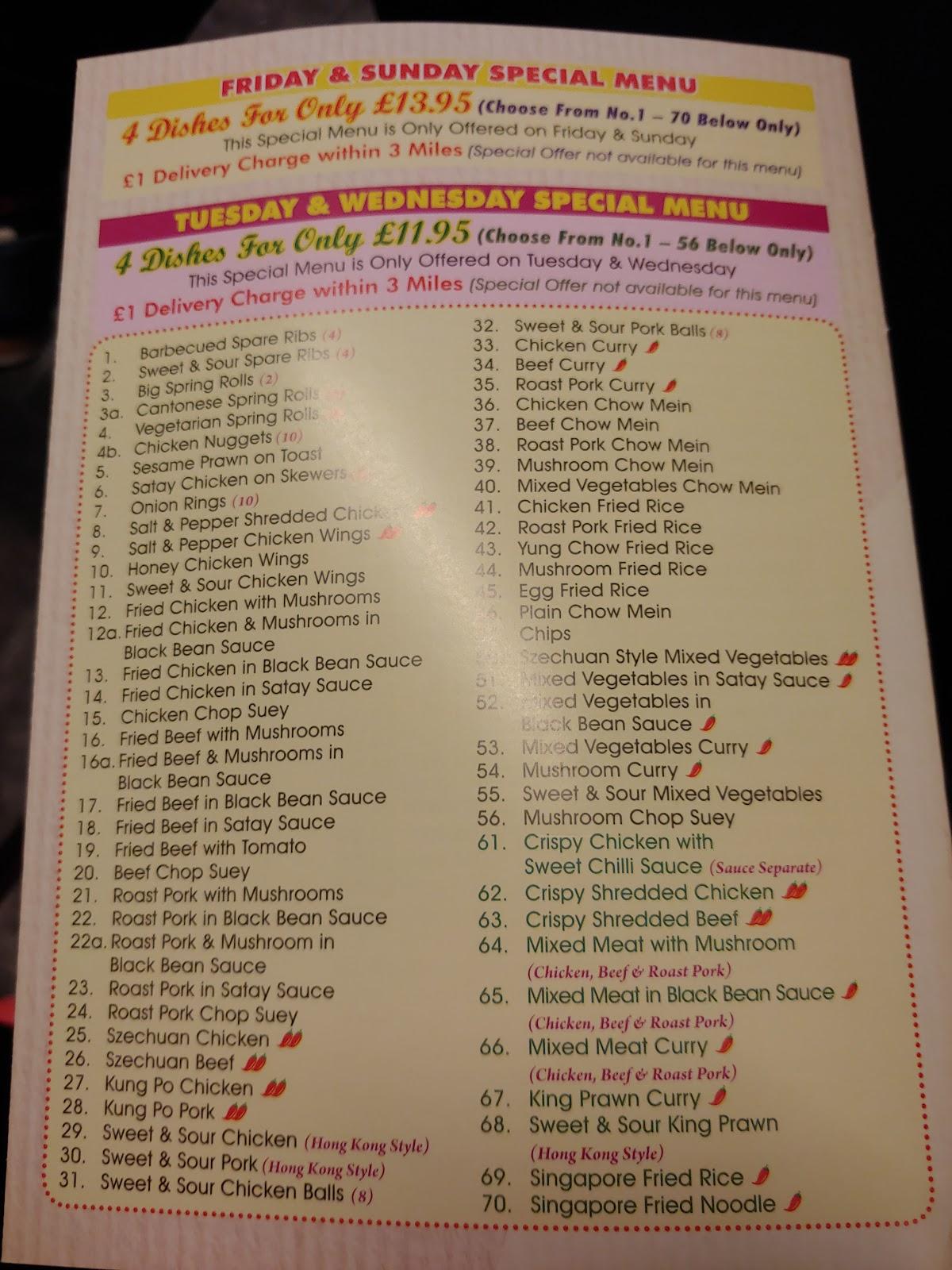 Menu at Happy Palace fast food, Poole