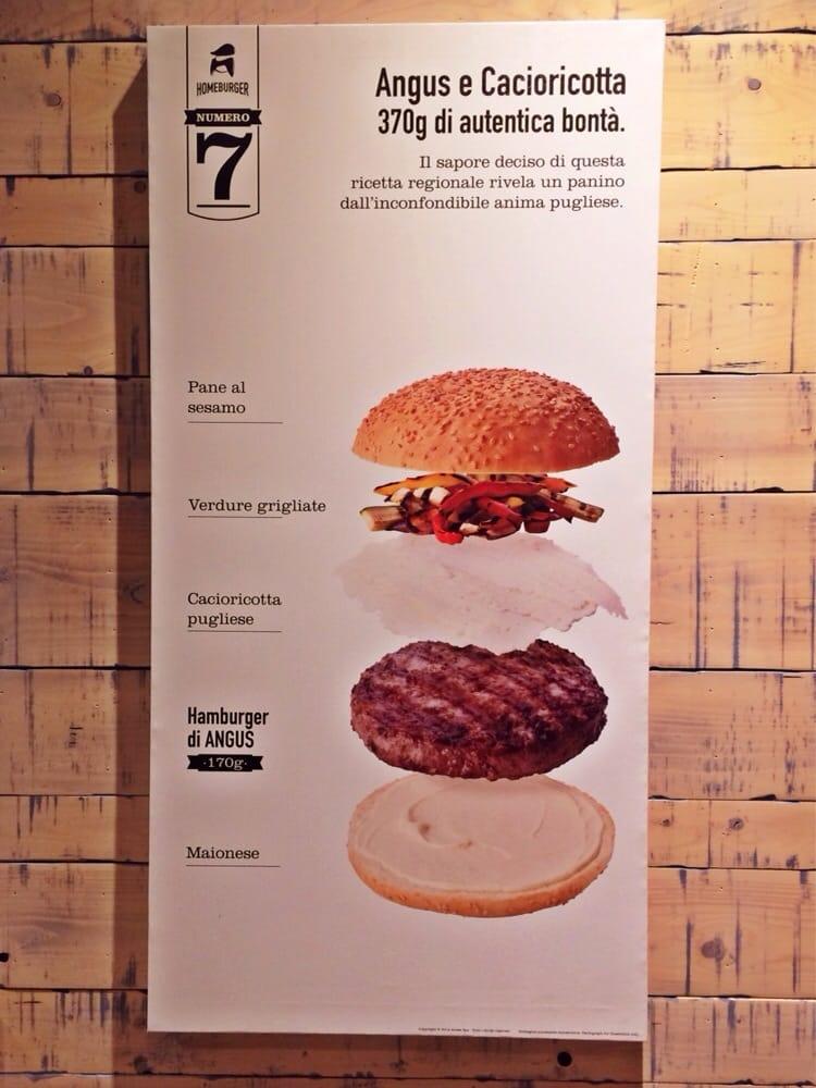 Menu da Home Burger, Bari