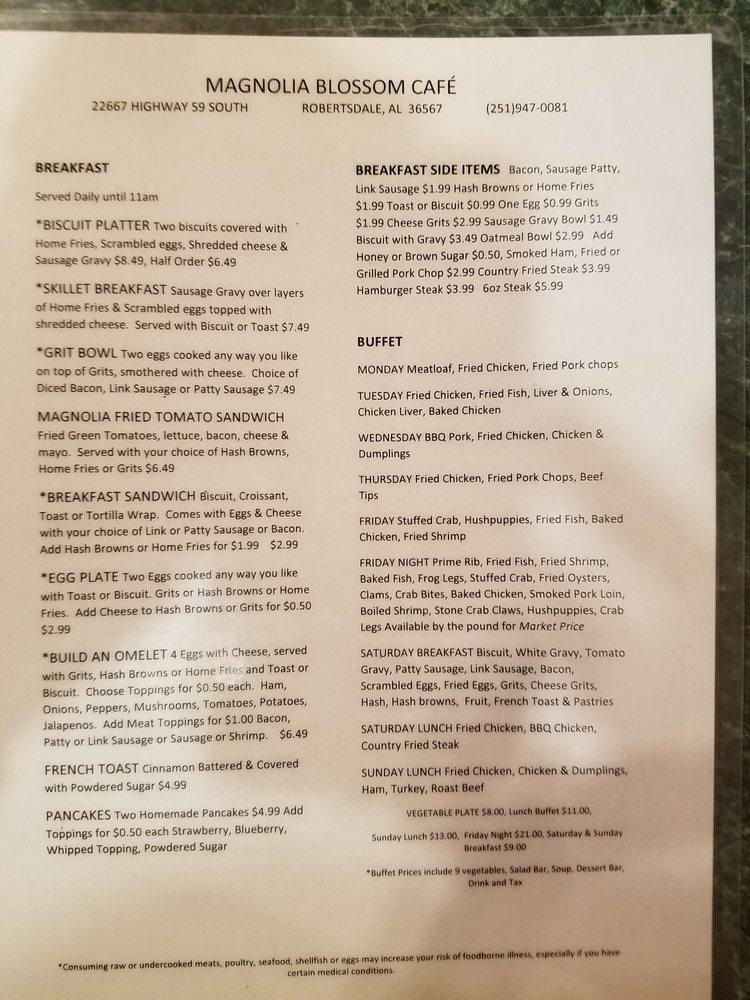 Menu at Magnolia Blossom Cafe, Robertsdale, AL-59