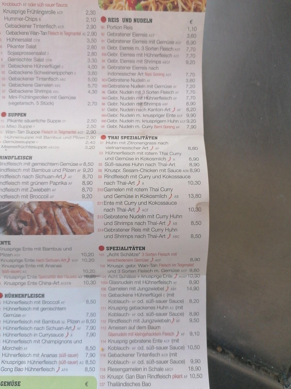 Speisekarte von Mr Gao restaurant, Pöchlarn