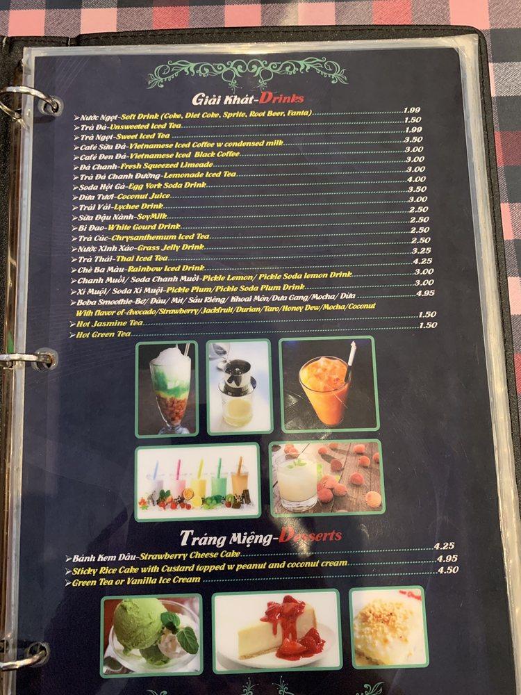 Menu at Pho Quyen restaurant, Tampa, E Fowler Ave