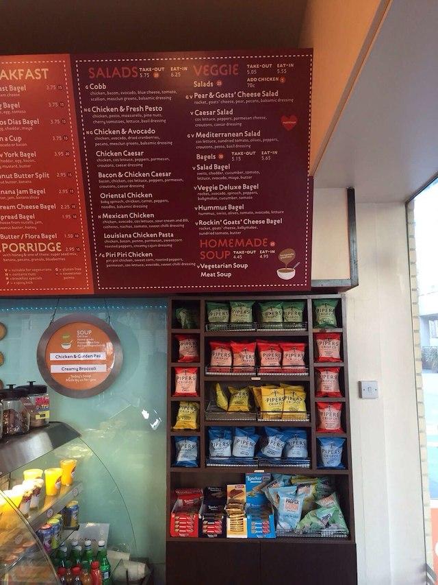 Menu at Seven Wonders GCS cafe, Dublin, Grand Canal Dock Dart Station