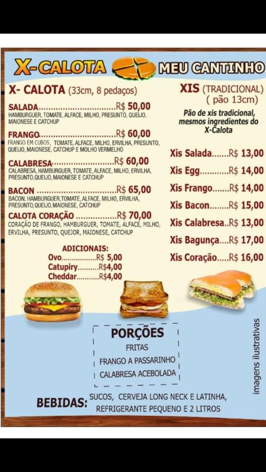 Carta del restaurante Xis Calota Meu Cantinho, Balneário Camboriú