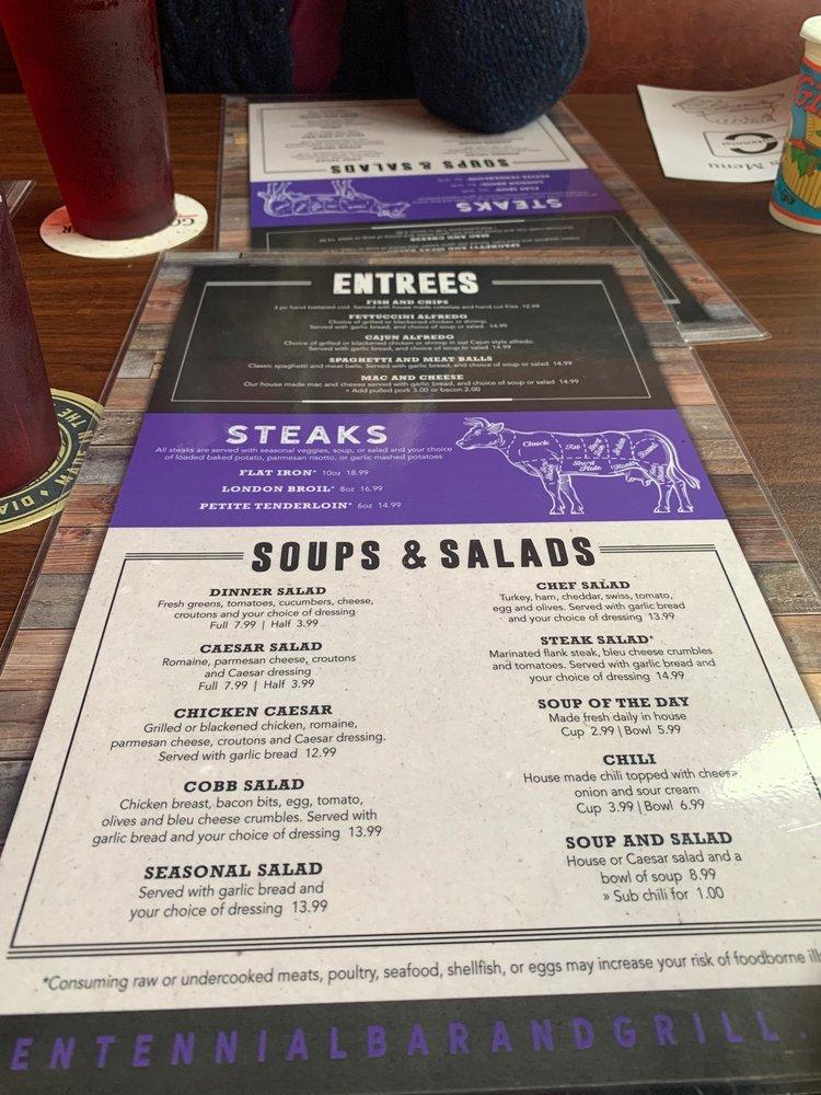 Menu at Centennial Bar and Grill, Arlington
