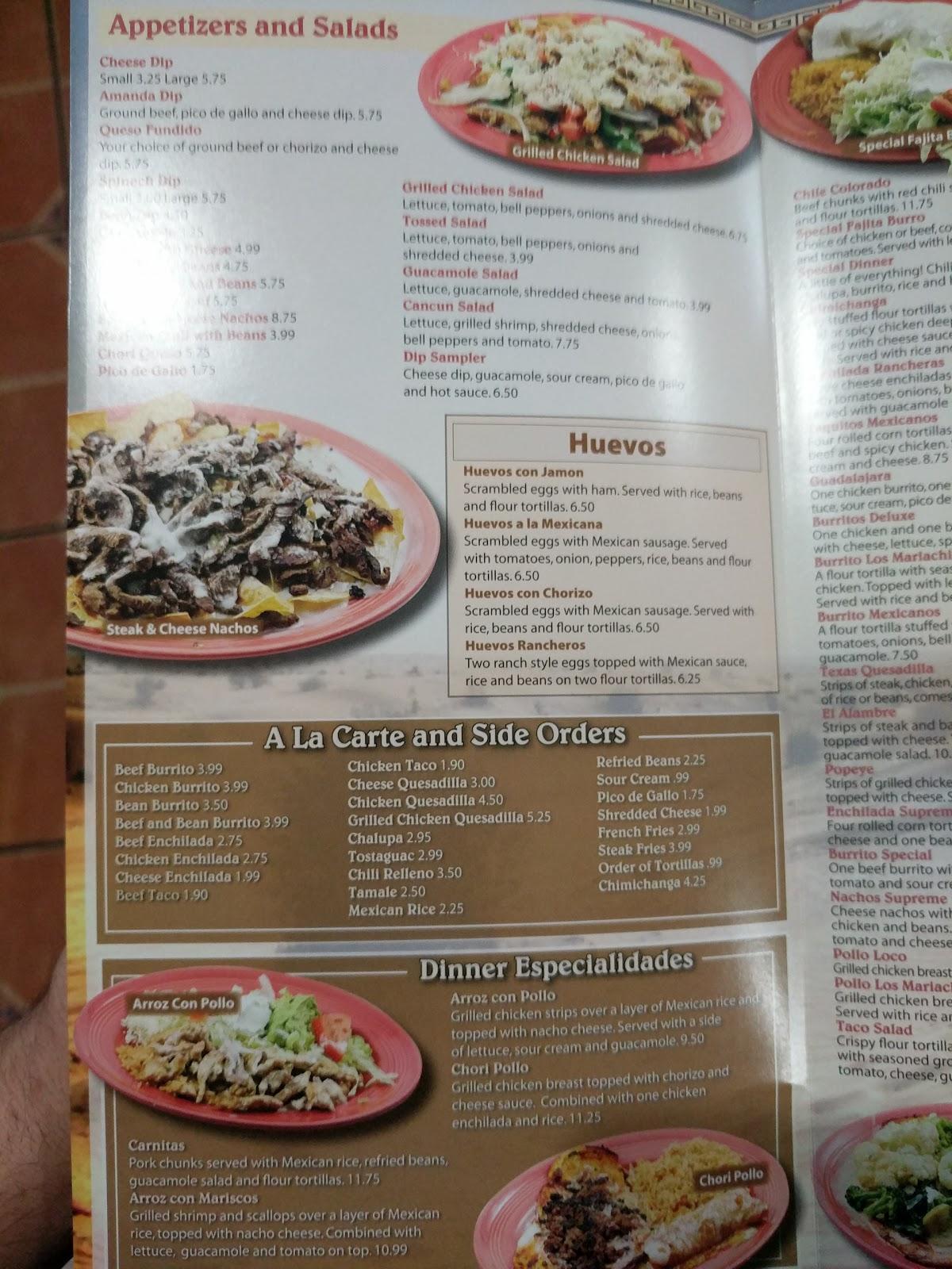 Menu at Los Mariachis Mexican Restaurant, Columbus, S High St