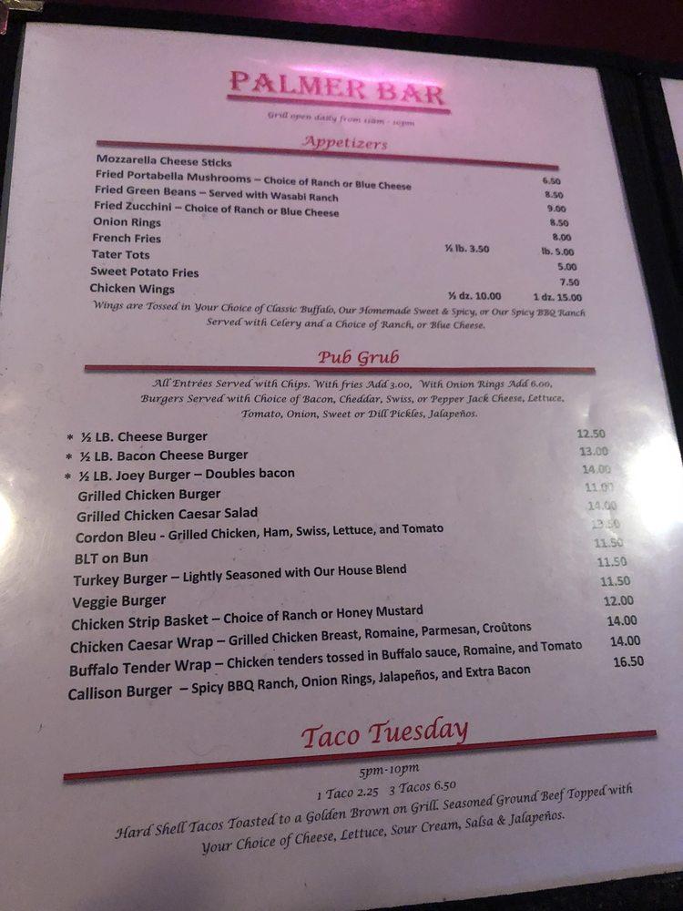 Menu at The Palmer Bar and Grill, Palmer