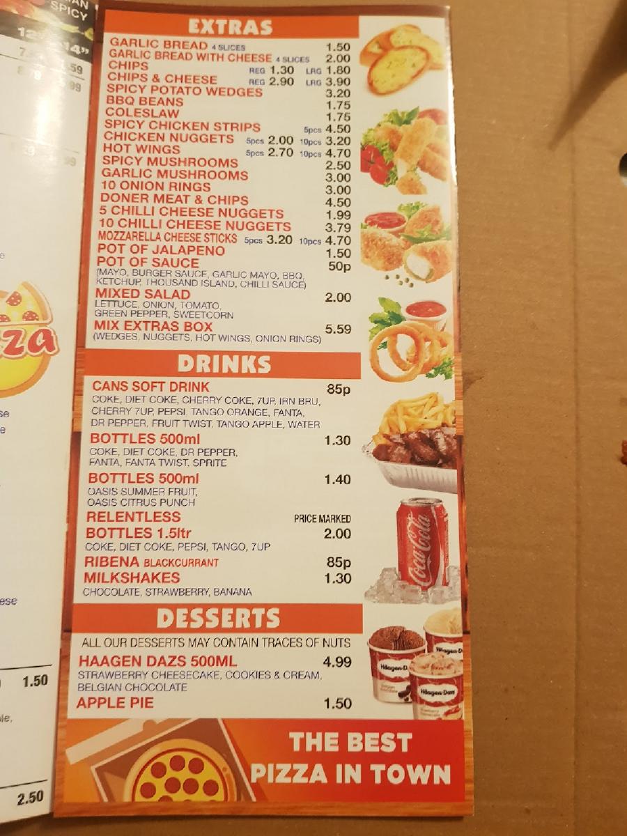 Menu at Pizza 2 Go pizzeria, Rushden