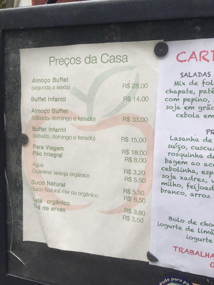 Menu at Apfel restaurant, São Paulo, Rua Bela Cintra 1343