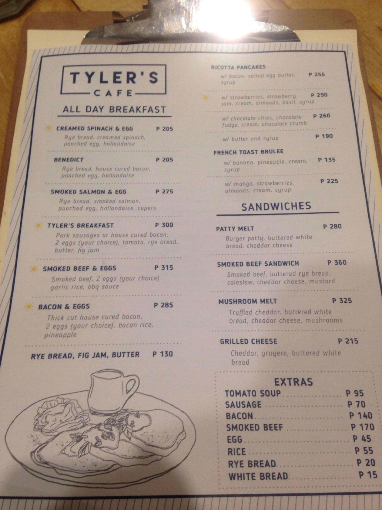 Carta de Tyler's Cafe, Ciudad Quezon