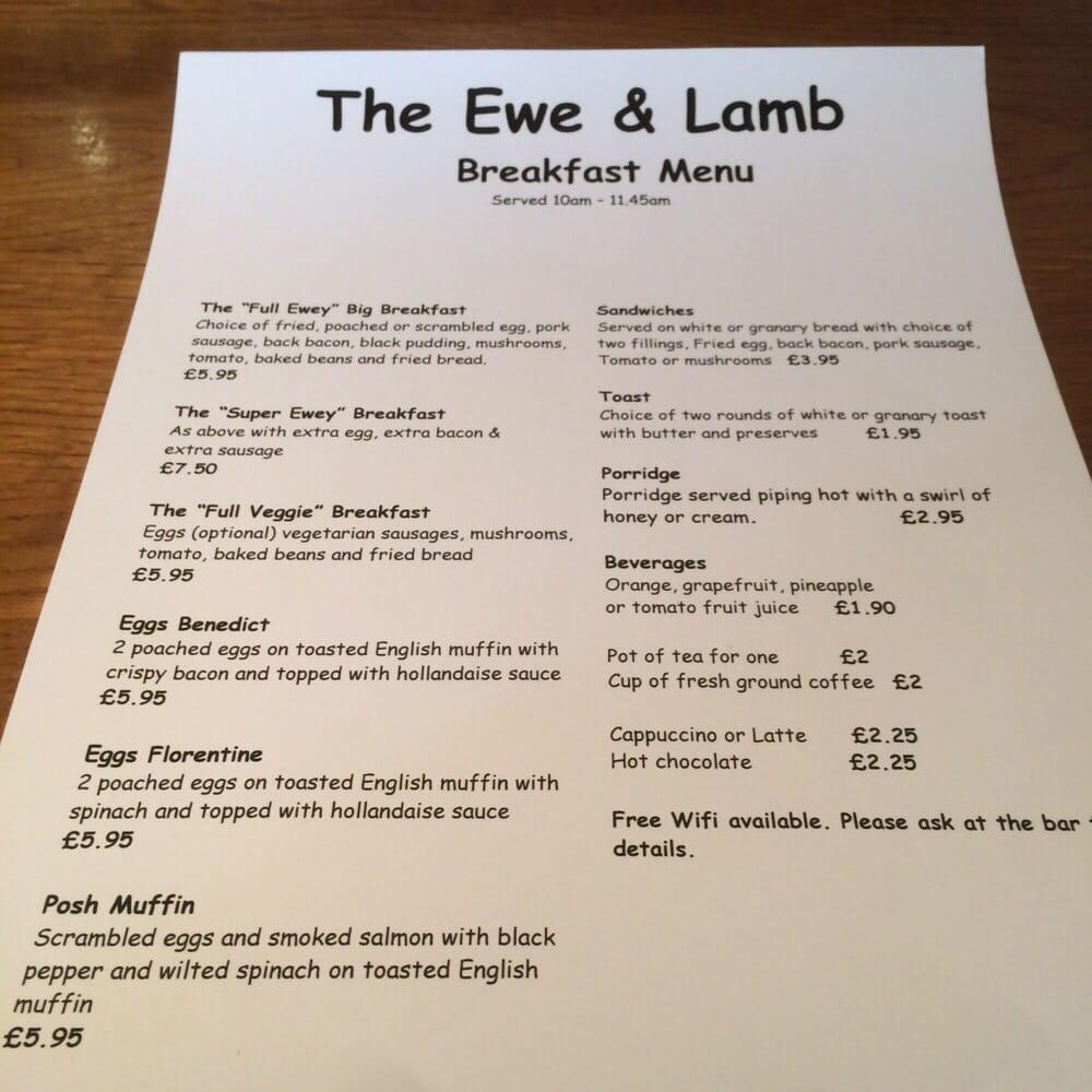 Carta del pub y bar Ewe & Lamb, Bromsgrove