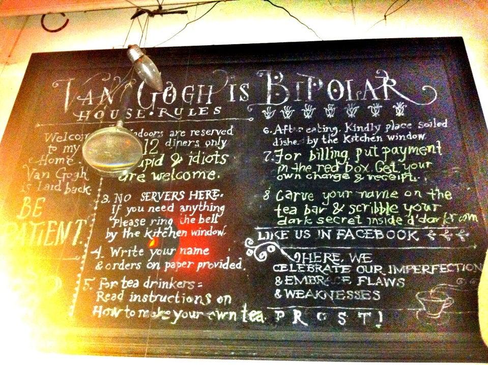 Menu at Van Gogh is Bipolar restaurant, Quezon City