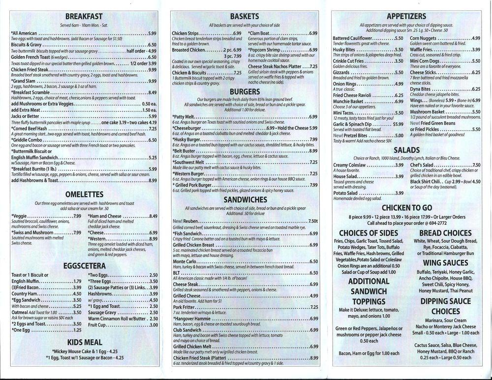 Menu at Grandview Cafe & Lounge, Aurora