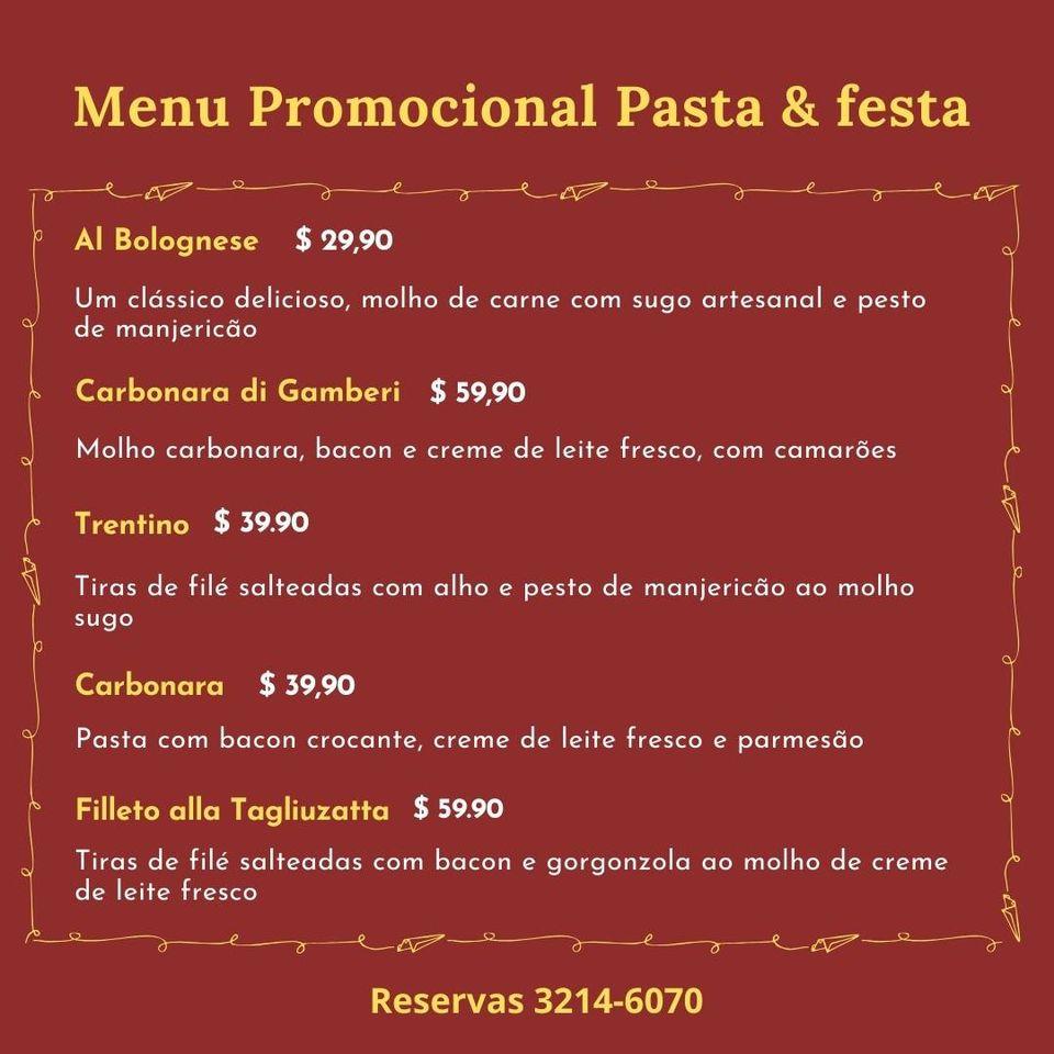 Menu at La Vecchia pizzeria, Aracaju