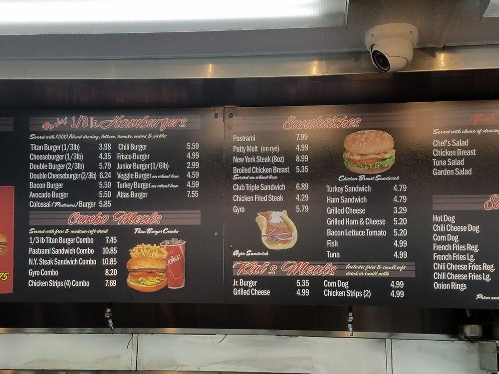 Menu at Mr. J's Char Burgers restaurant, Fontana