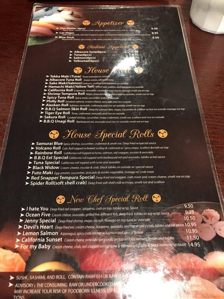 Menu at Samurai Blue restaurant, Lawrenceville