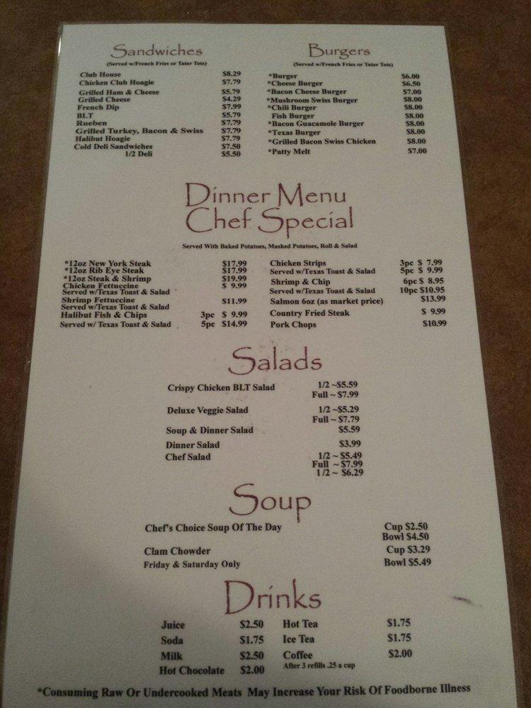 Menu at The Carriage Restaurant & Lounge, Longview