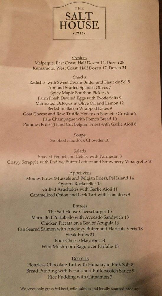 Menu at The Salt House pub & bar, New Hope