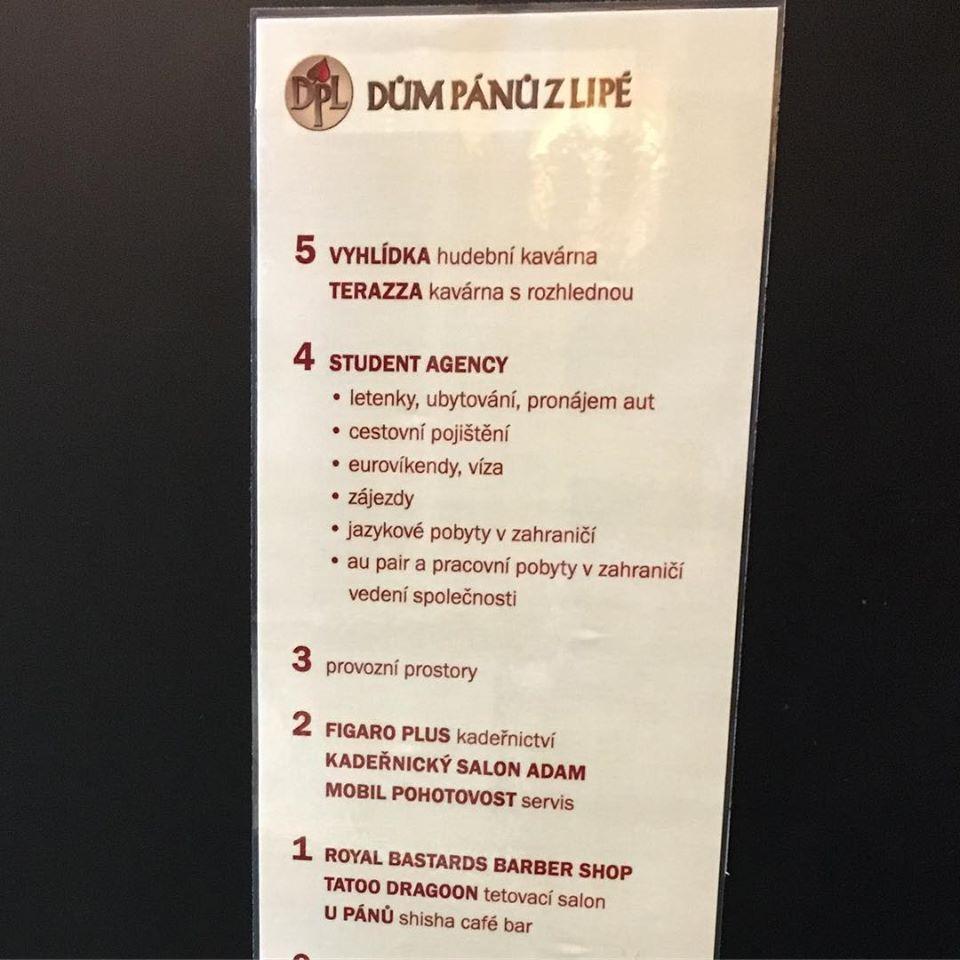 Menu at U Pánů pub & bar, Brno