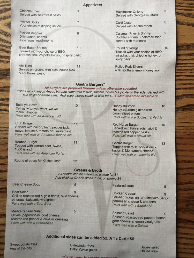 Menu at Chester V's restaurant, Oshkosh