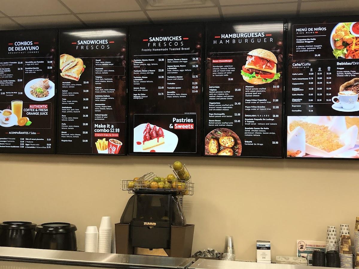 Carta de Panaderia y Restaurant El Cafetal, Orlando