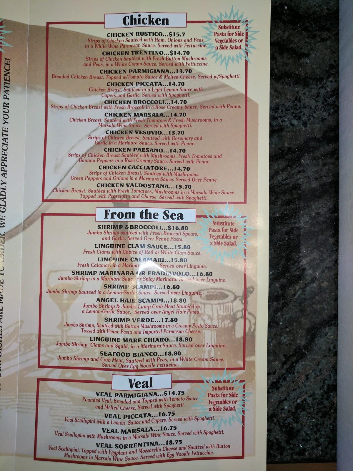 Menu at Strapasta pizzeria, Fallston
