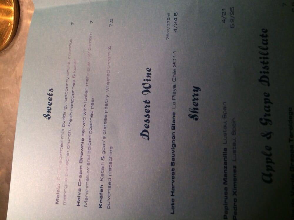 Menu at The Palomar restaurant, London