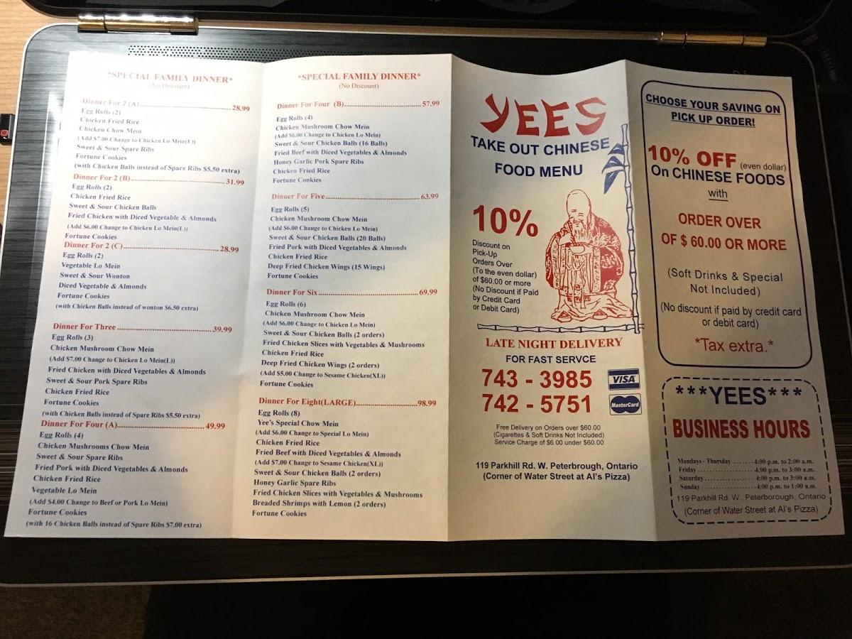 Yee S Garden Chinese Food Peterborough Menu | Fasci Garden