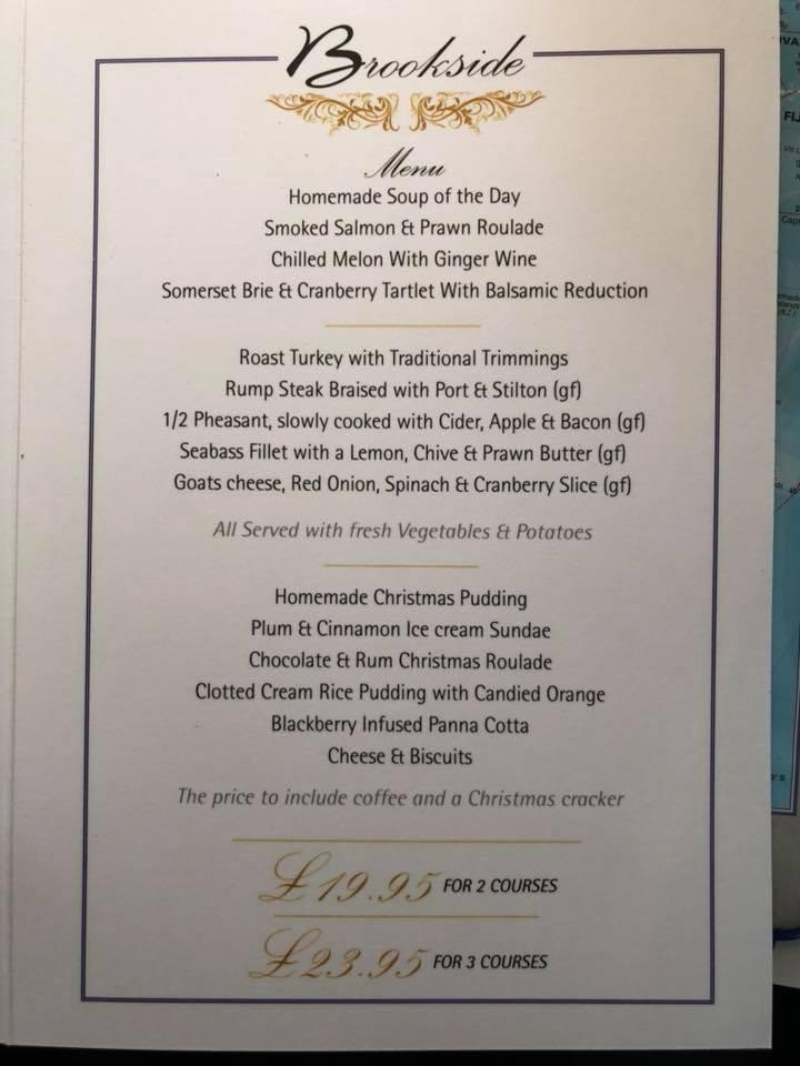 Menu at Brookside Café & Restaurant, Bovey Tracey
