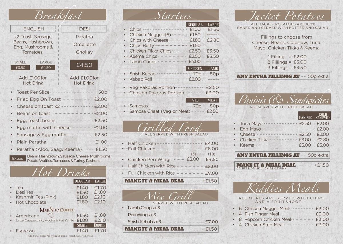 Menu at Cafe 44, Accrington, 44 Ormerod St
