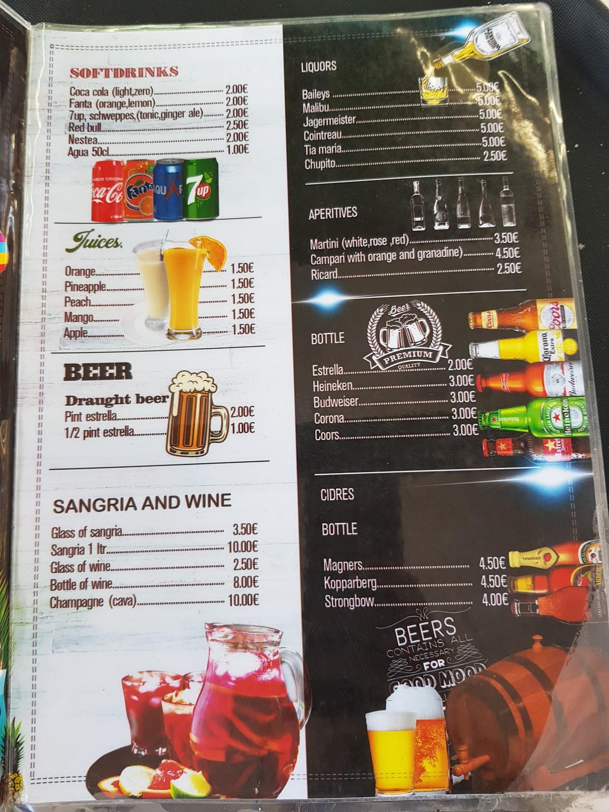 Menu at Chiringuito Tap House pub & bar, Salou