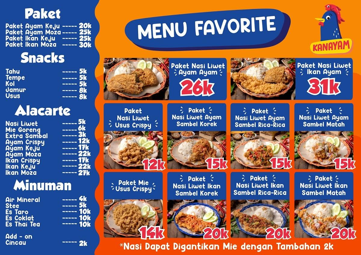 Menu at Kanayam Jelambar, West Jakarta