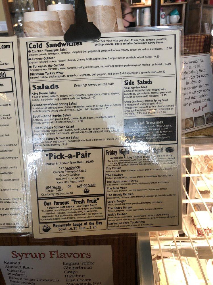 Menu at Kava House & Cafe, Swisher