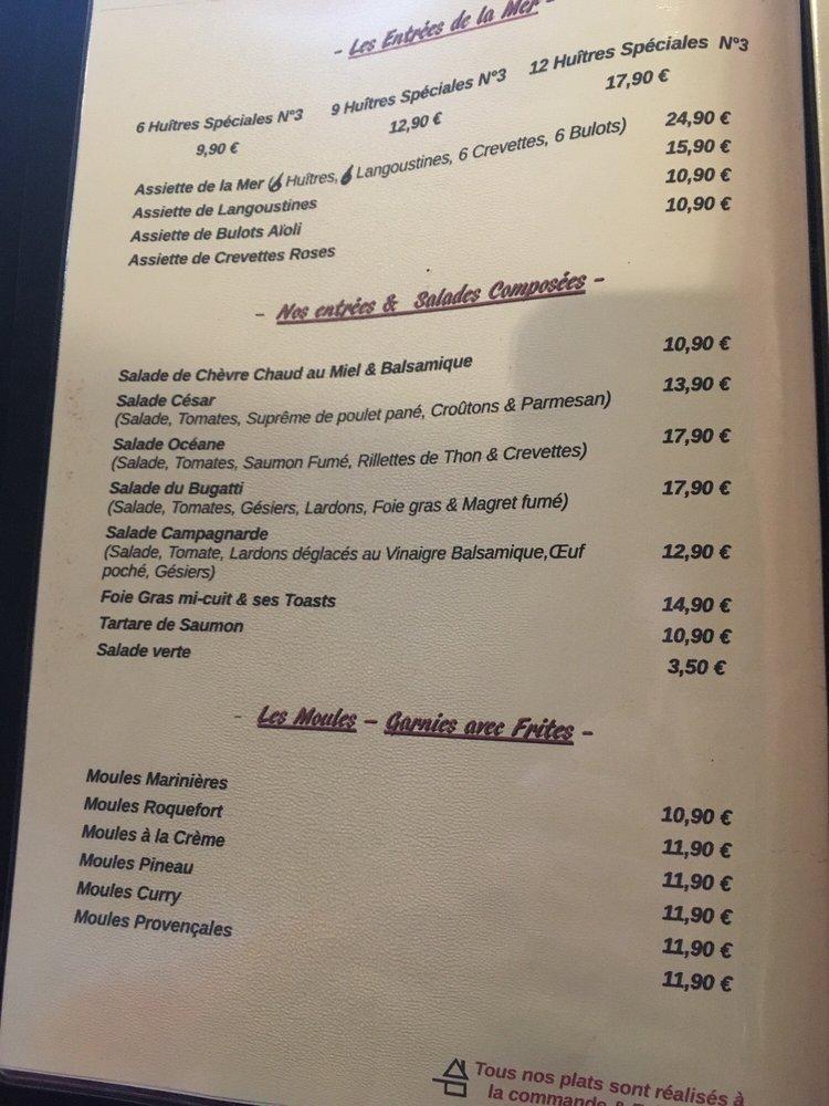 Menu au Le Bugatti pizzeria, Châtelaillon-Plage, Boulevard de la Mer ...