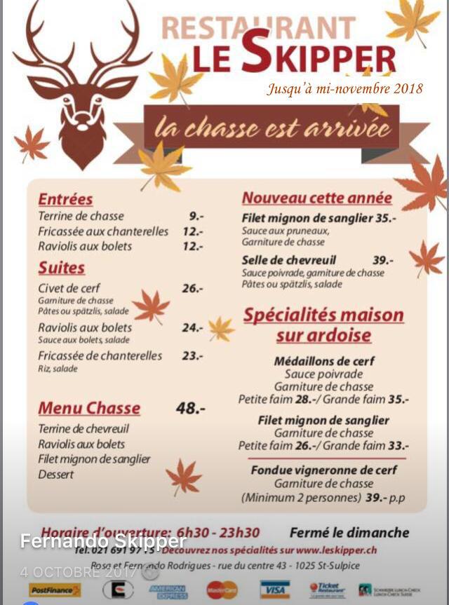 Menu da Restaurant Le Skipper, Saint-Sulpice