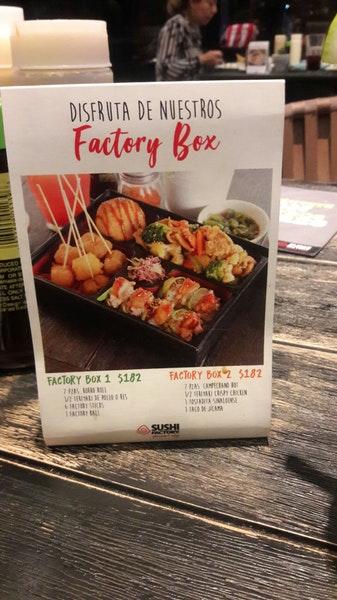 Carta del restaurante Sushi Factory, Guadalajara
