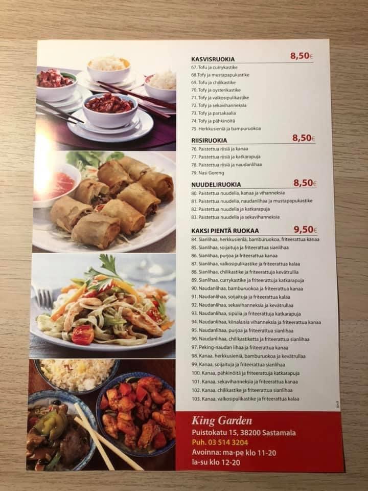 Menu at King Garden restaurant, Sastamala