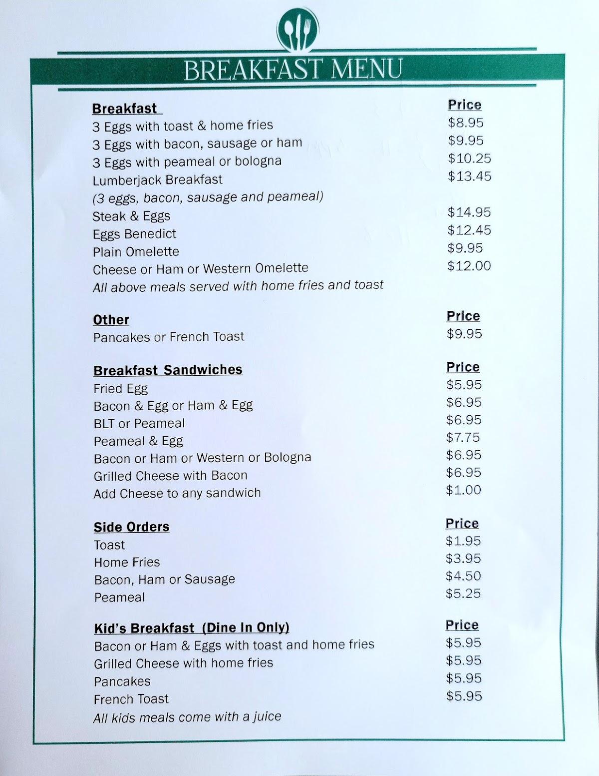 Menu at Landing Family Restaurant, East Gwillimbury