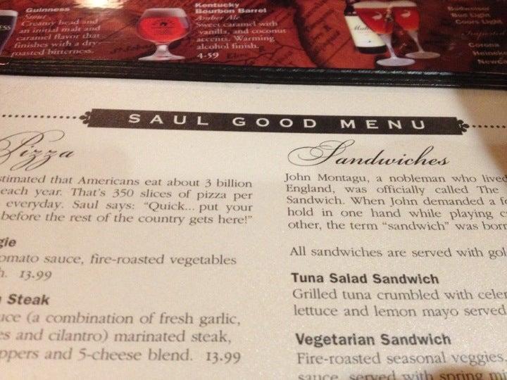 Menu at Saul Good Restaurant & Pub, Lexington, Mall Rd #120